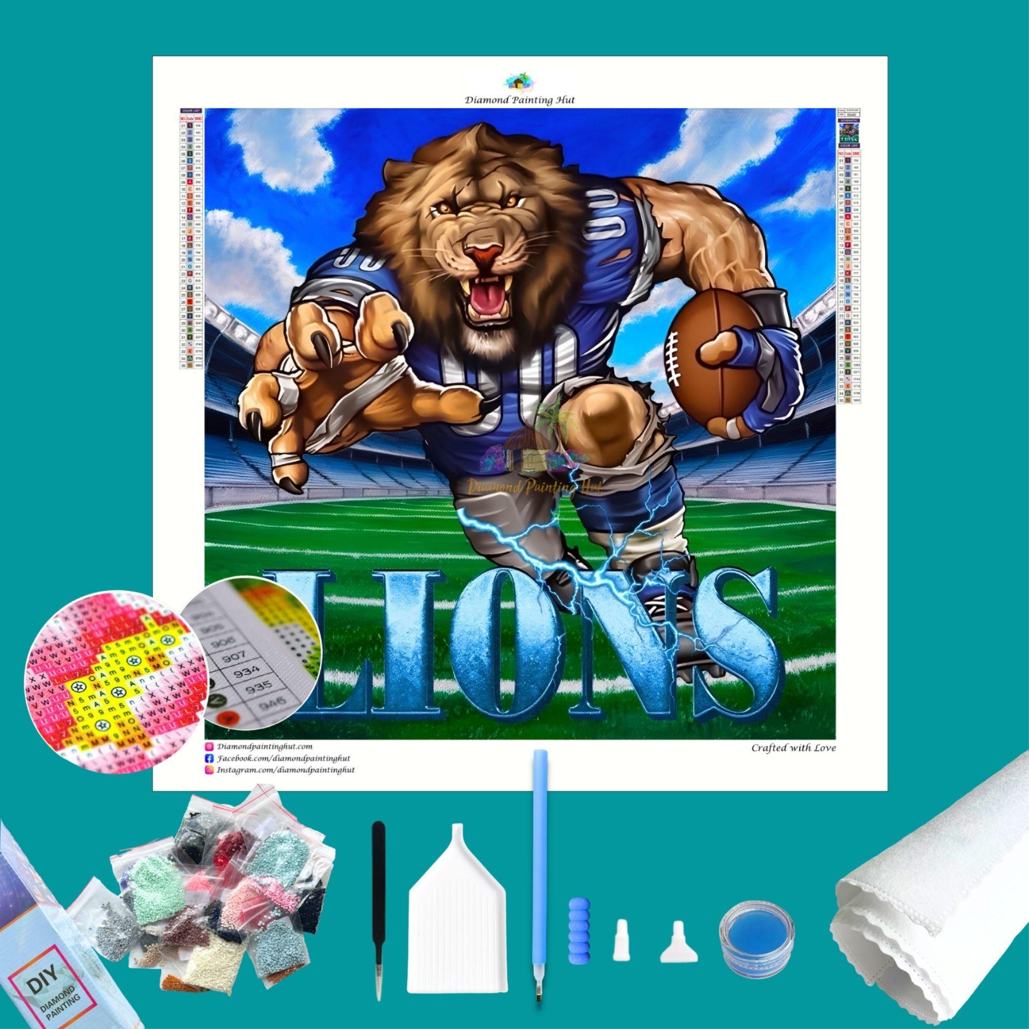 Lions NFL Rushing Diamond Painting - Diamond Painting Hut