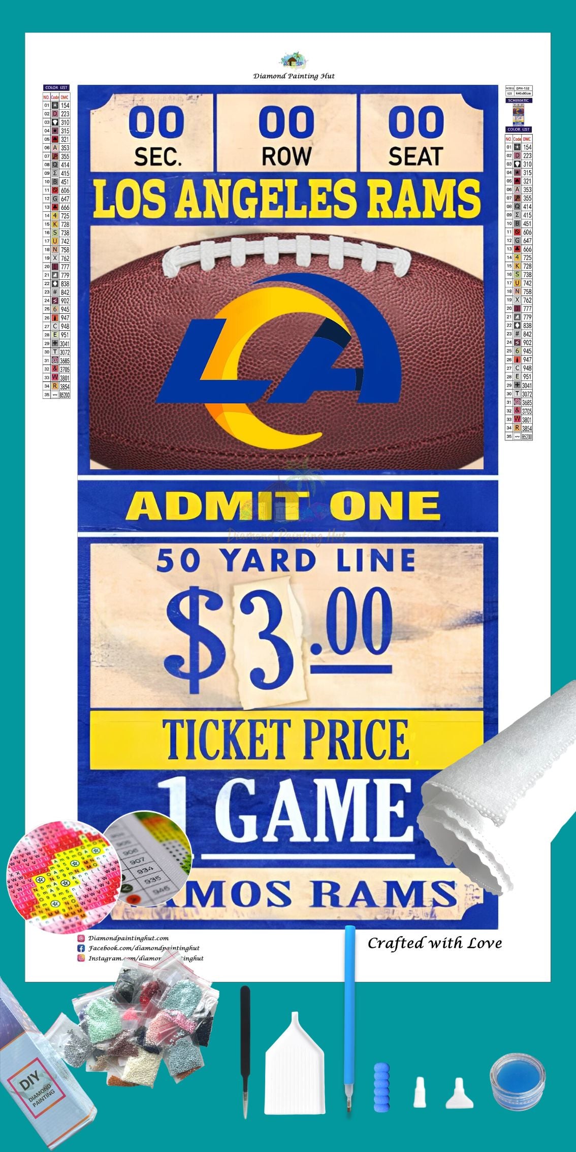 Los Angeles Rams NFL Ticket Diamond Painting - Diamond Painting Hut
