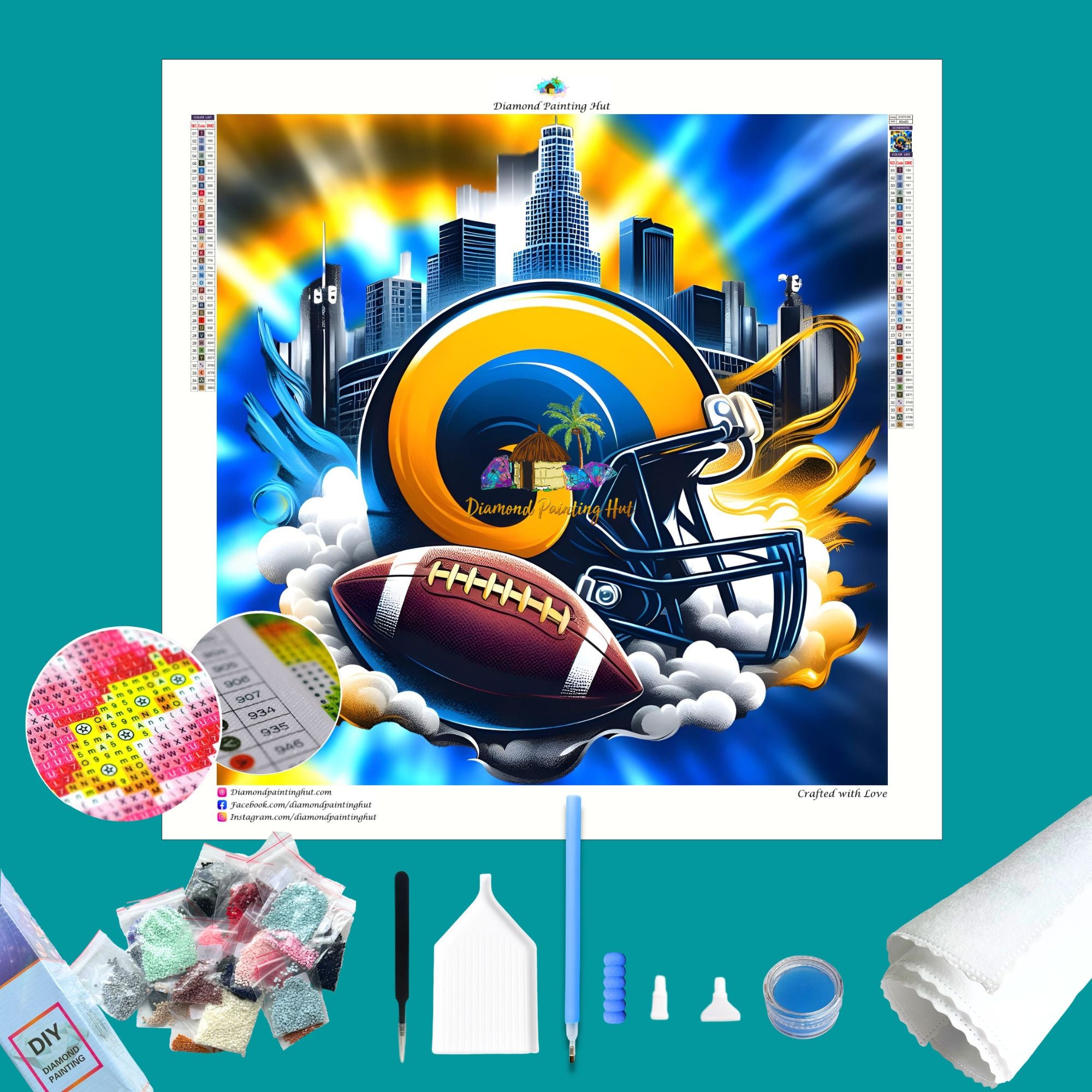 Los Angeles Rams NFL Helmet Diamond Painting - 30x30cm / Full Round ...
