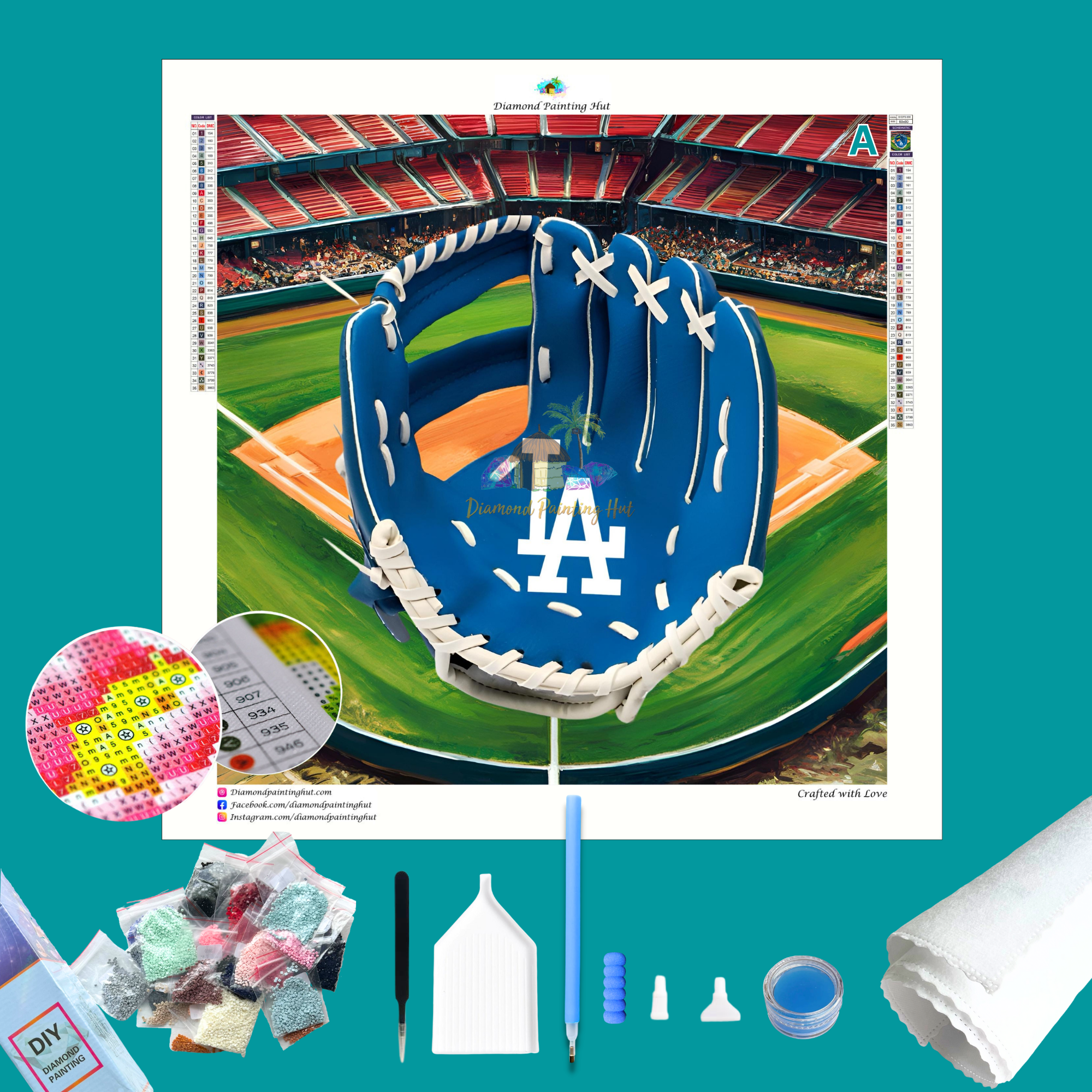 Los Angeles Dodgers MLB Glove Diamond Painting - Diamond Painting Hut