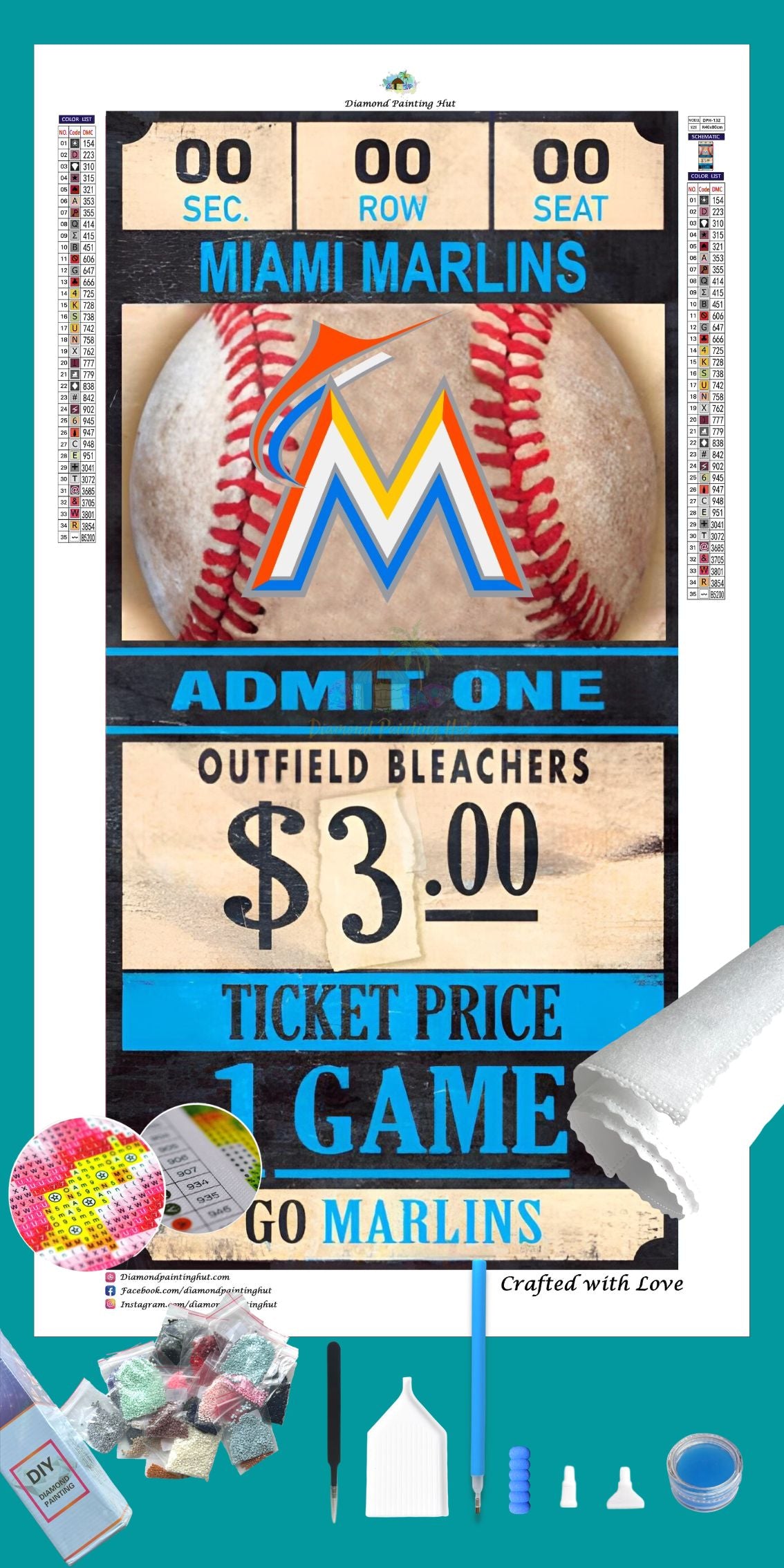 Miami Marlins MLB Ticket Diamond Painting - Diamond Painting Hut