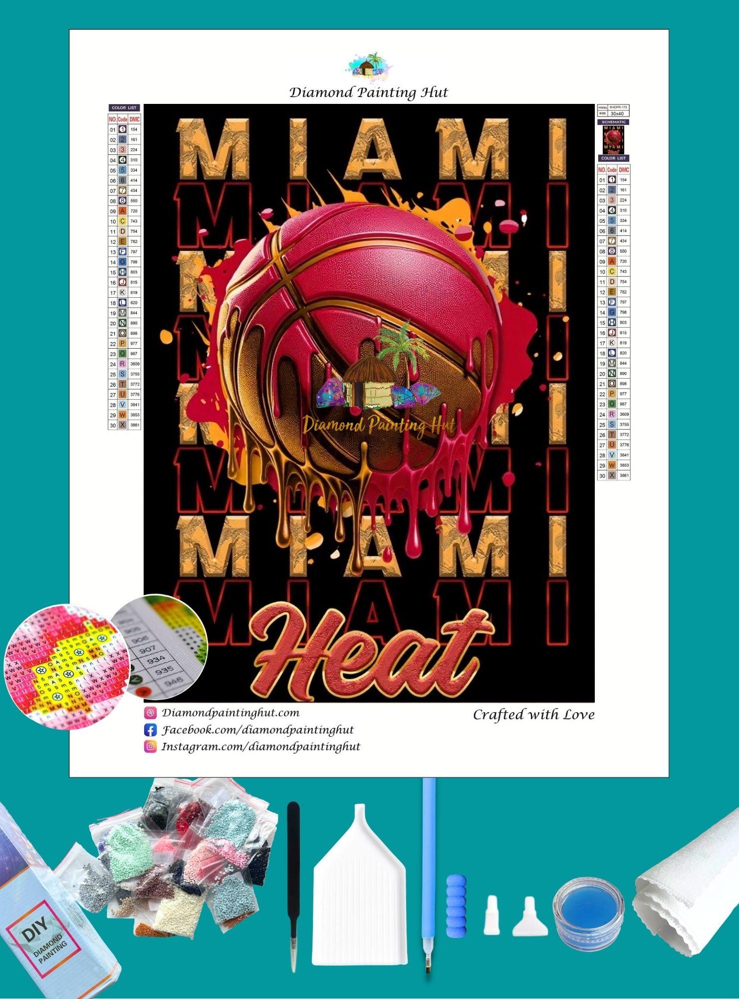Miami NBA Dripping Ball Diamond Painting - Diamond Painting Hut