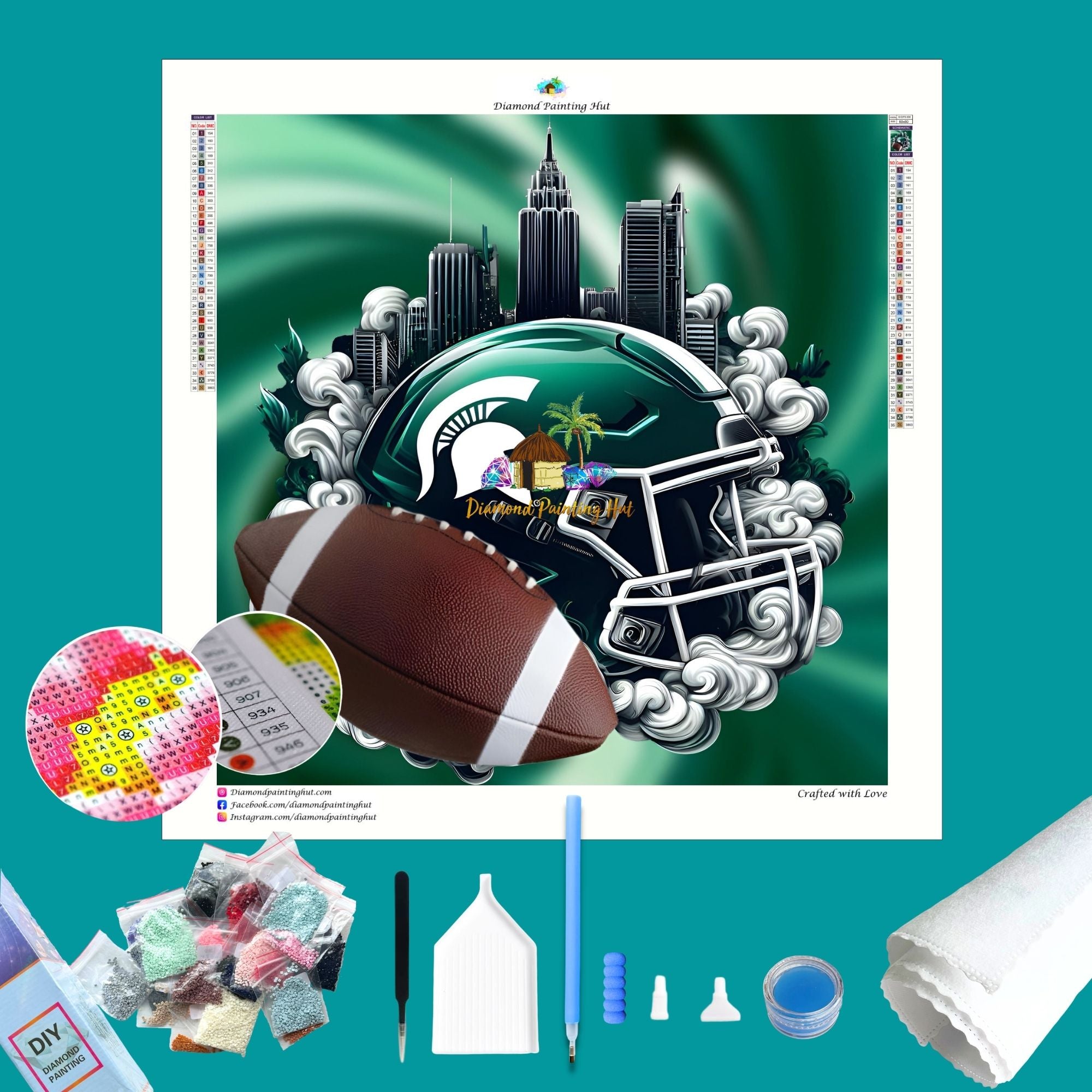 Michigan State Football Helmet Diamond Painting - Diamond Painting Hut