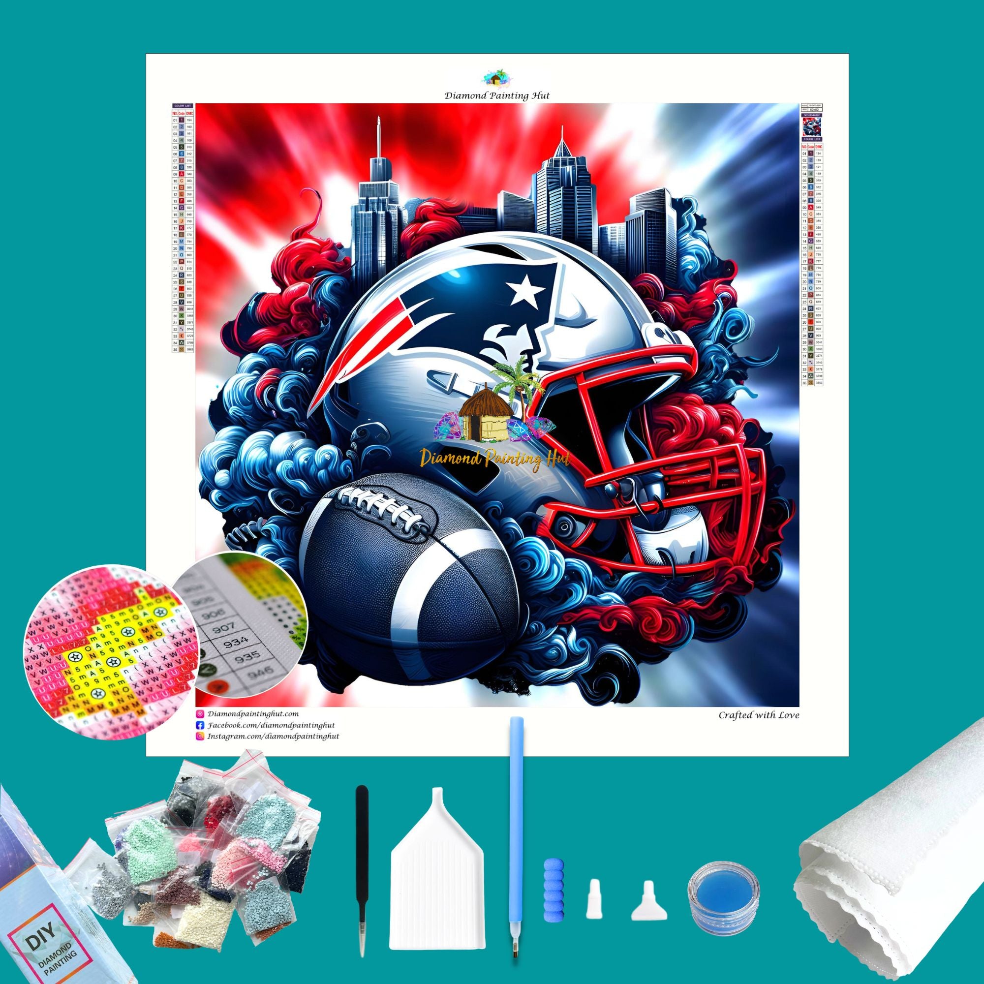 New England Patriots NFL Helmet Diamond Painting - 30x30cm / Full Round ...