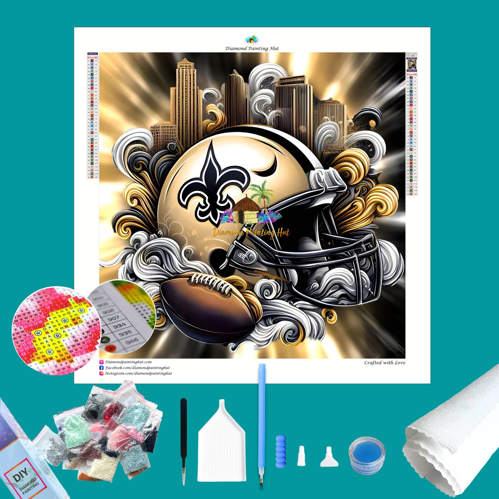 New Orleans Saints NFL Helmet Diamond Painting - Diamond Painting Hut