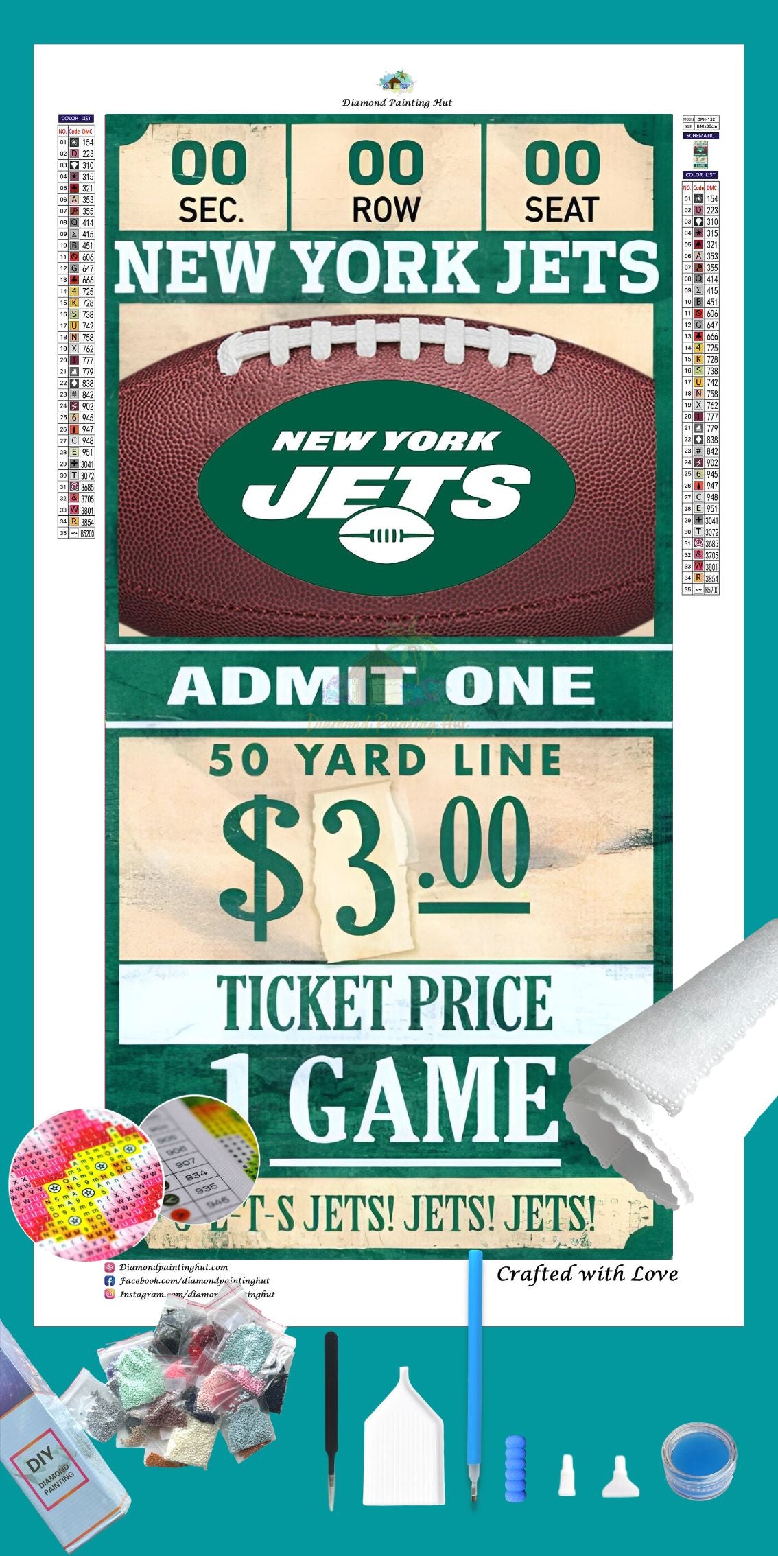 New York Jets NFL Ticket Diamond Painting - Diamond Painting Hut