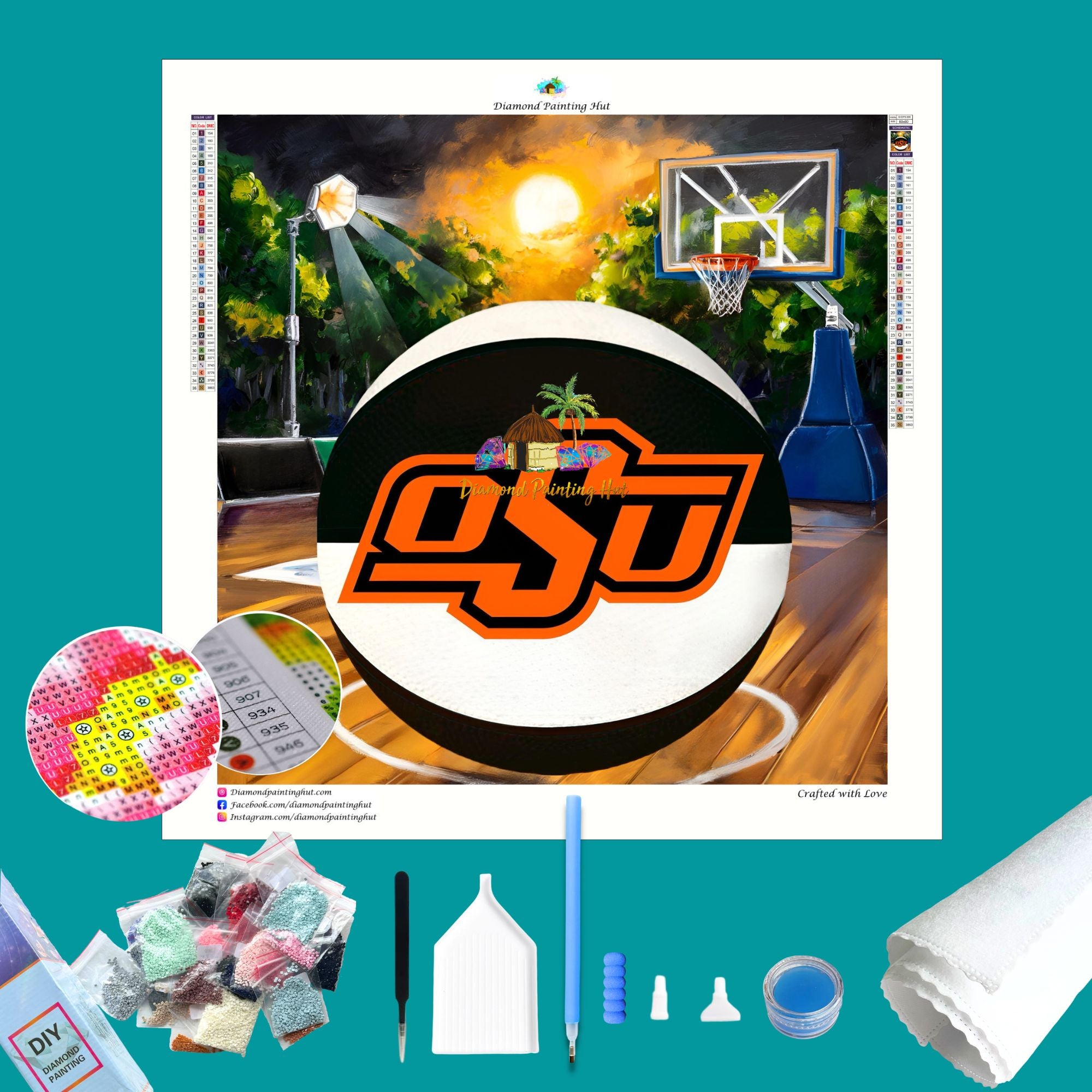 Oklahoma State Basketball Diamond Painting - 30x30cm / Outside Court ...