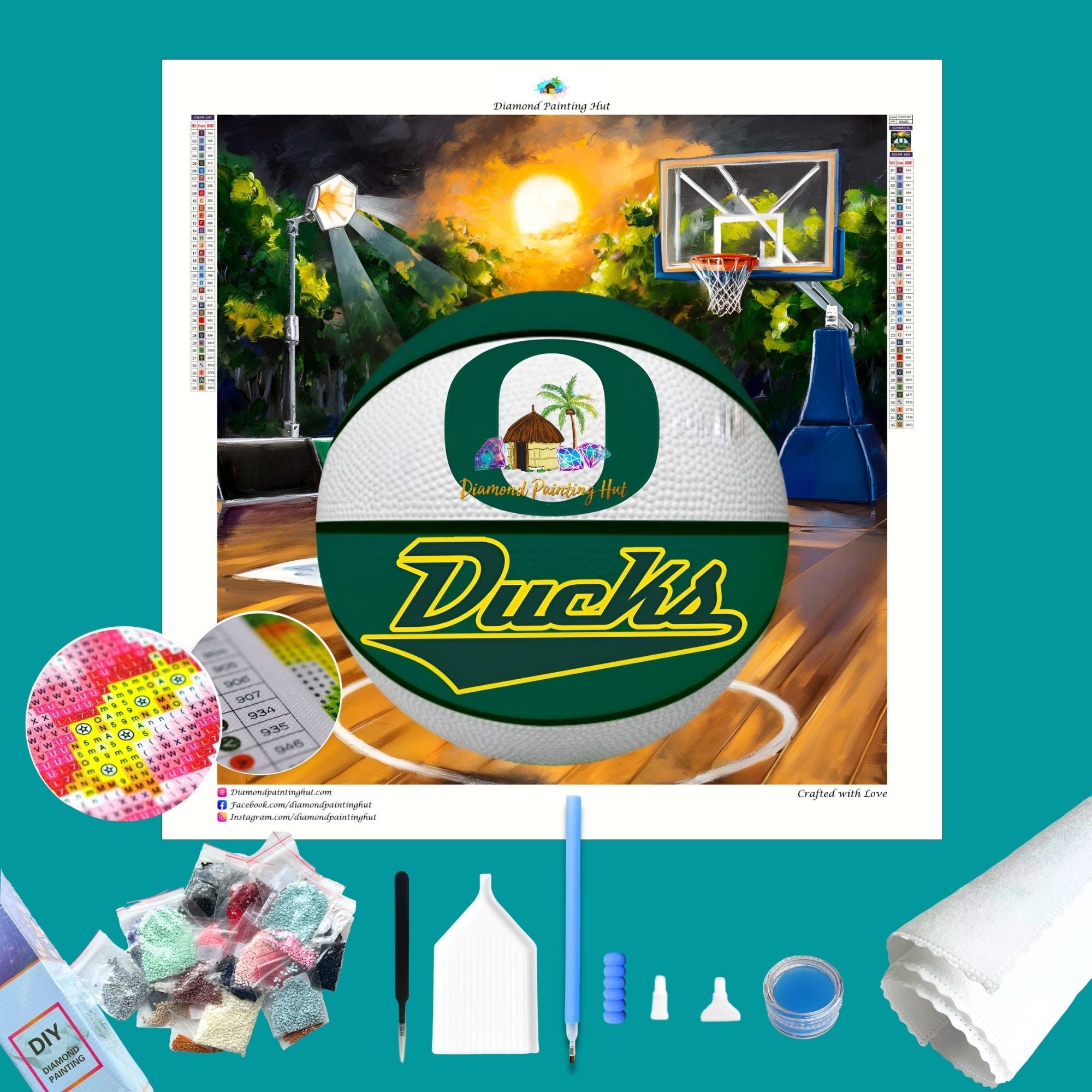 Oregon Basketball Diamond Painting - 30x30cm / Outside Court / Full ...