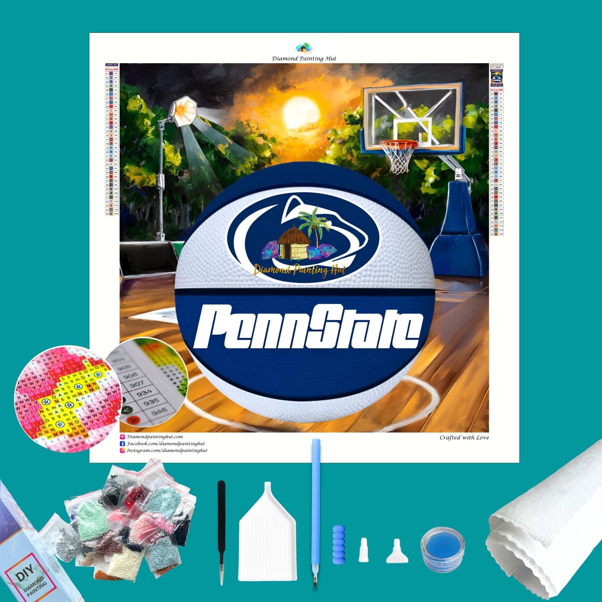 Penn State Basketball Diamond Painting - 30x30cm / Outside Court / Full ...