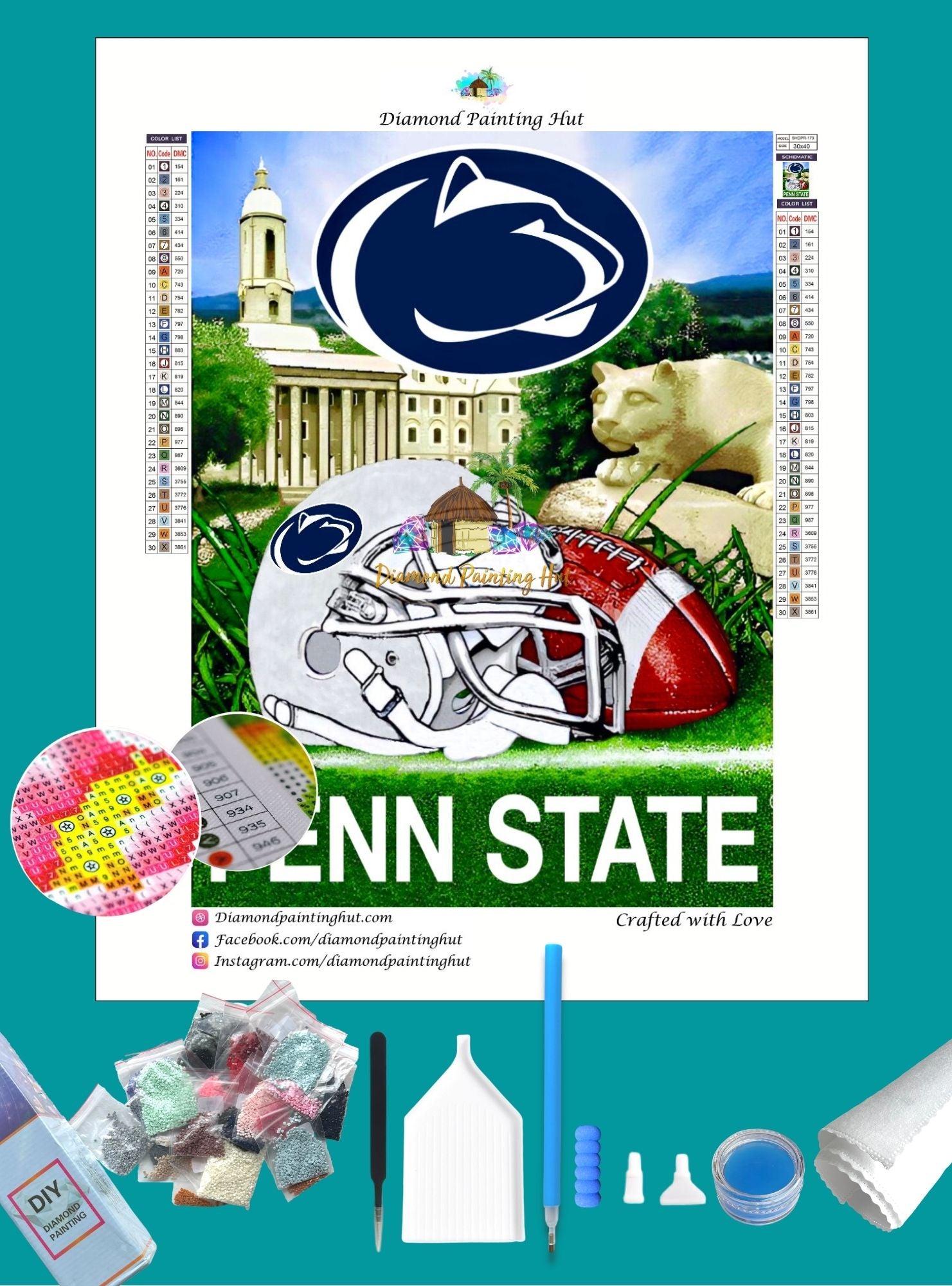 Penn State NCAA Home Diamond Painting - 22x30cm / Full Round Drill ...