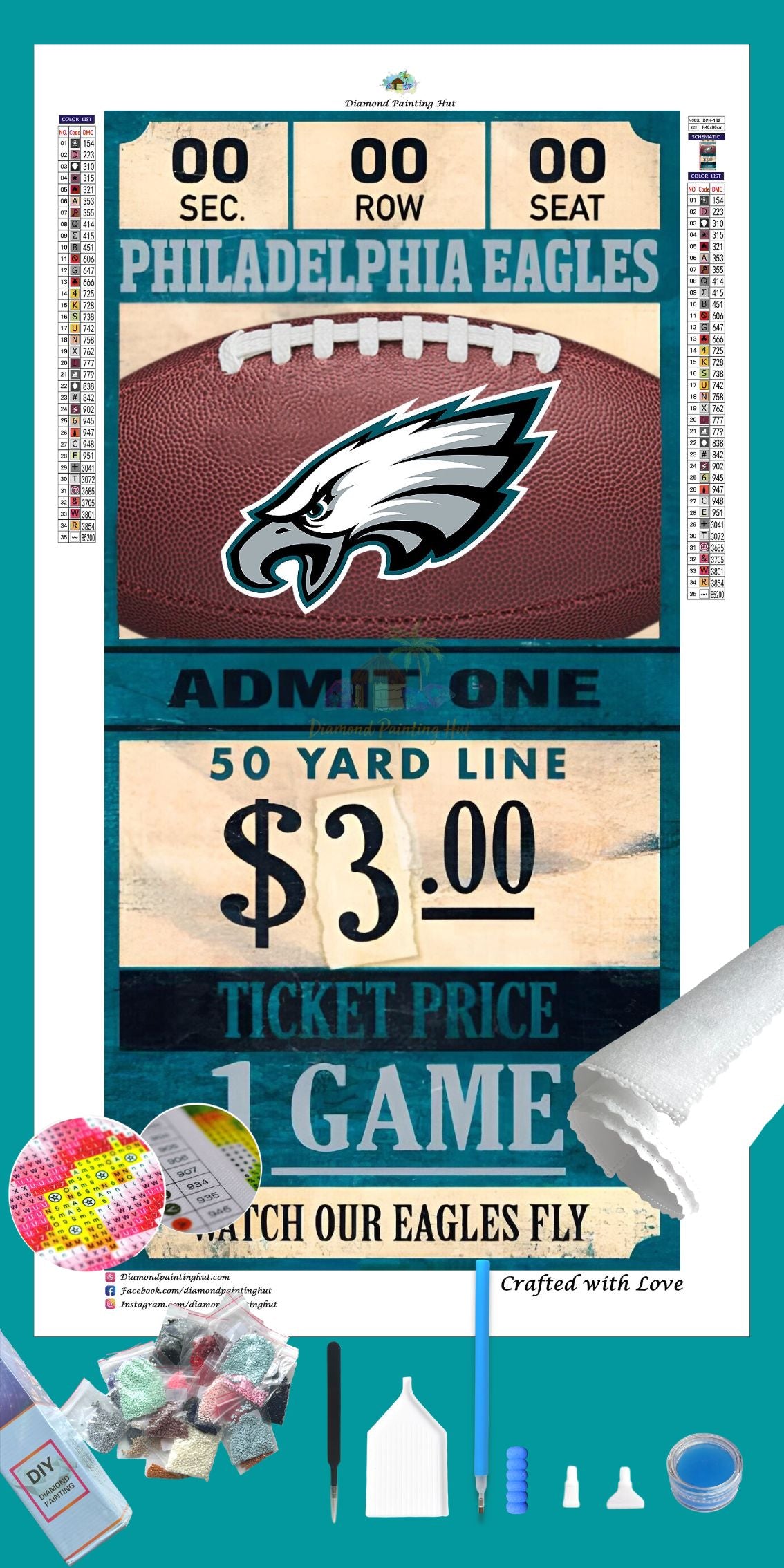 Philadelphia Eagles NFL Ticket Diamond Painting - Diamond Painting Hut
