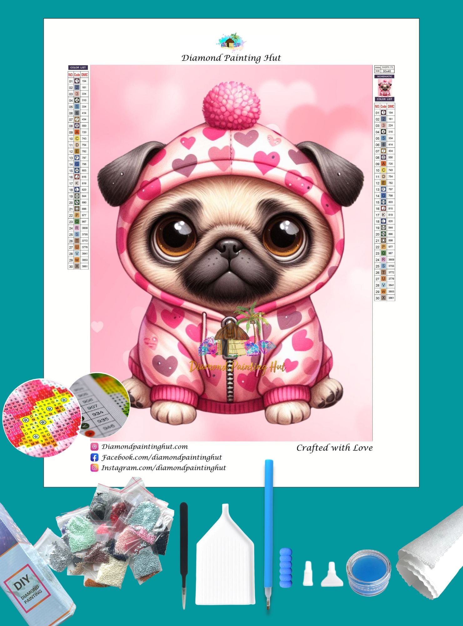 Pug Valentine's Diamond Painting - Diamond Painting Hut