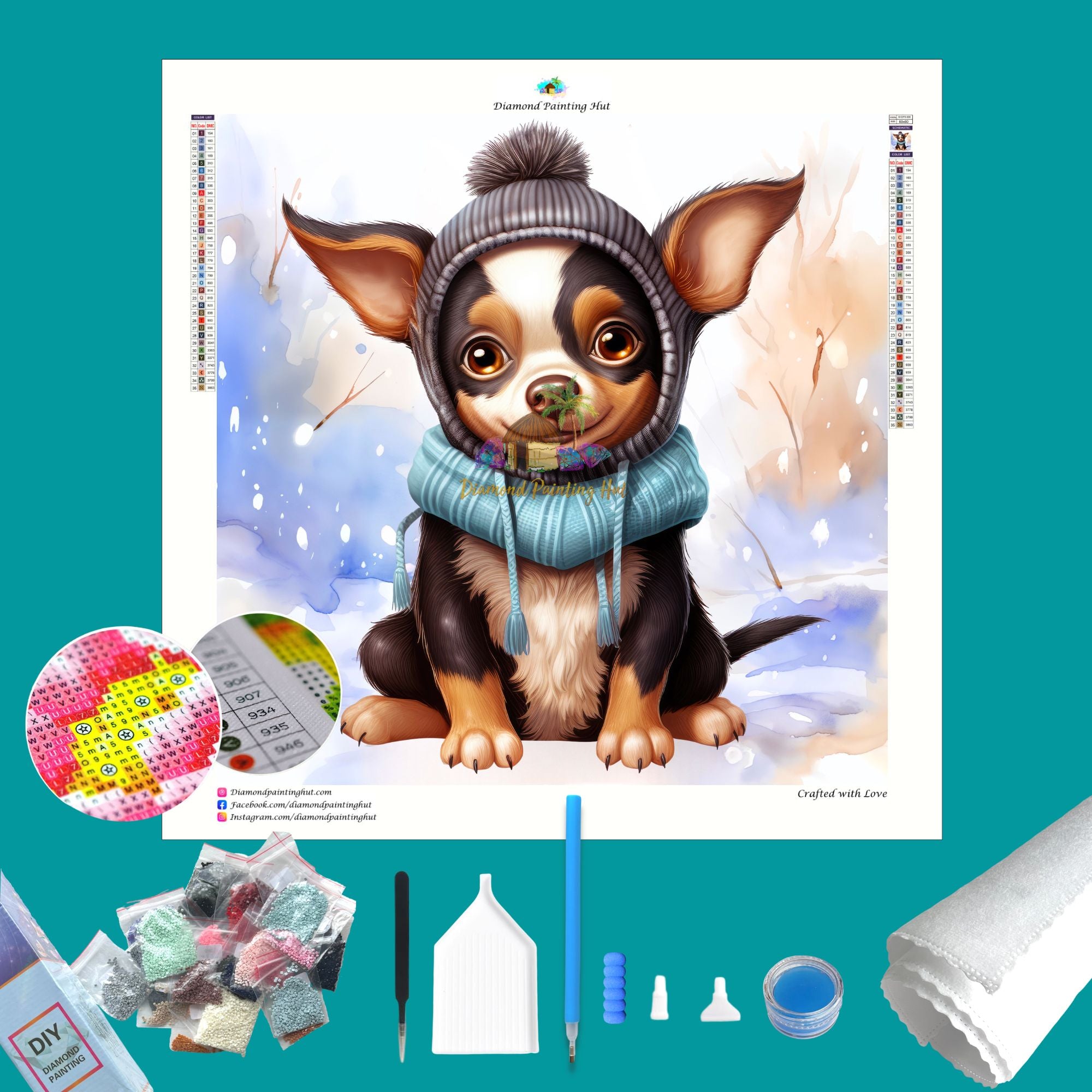 Rat Terrier Winter Diamond Painting - 30x30cm / Full Round Drill ...