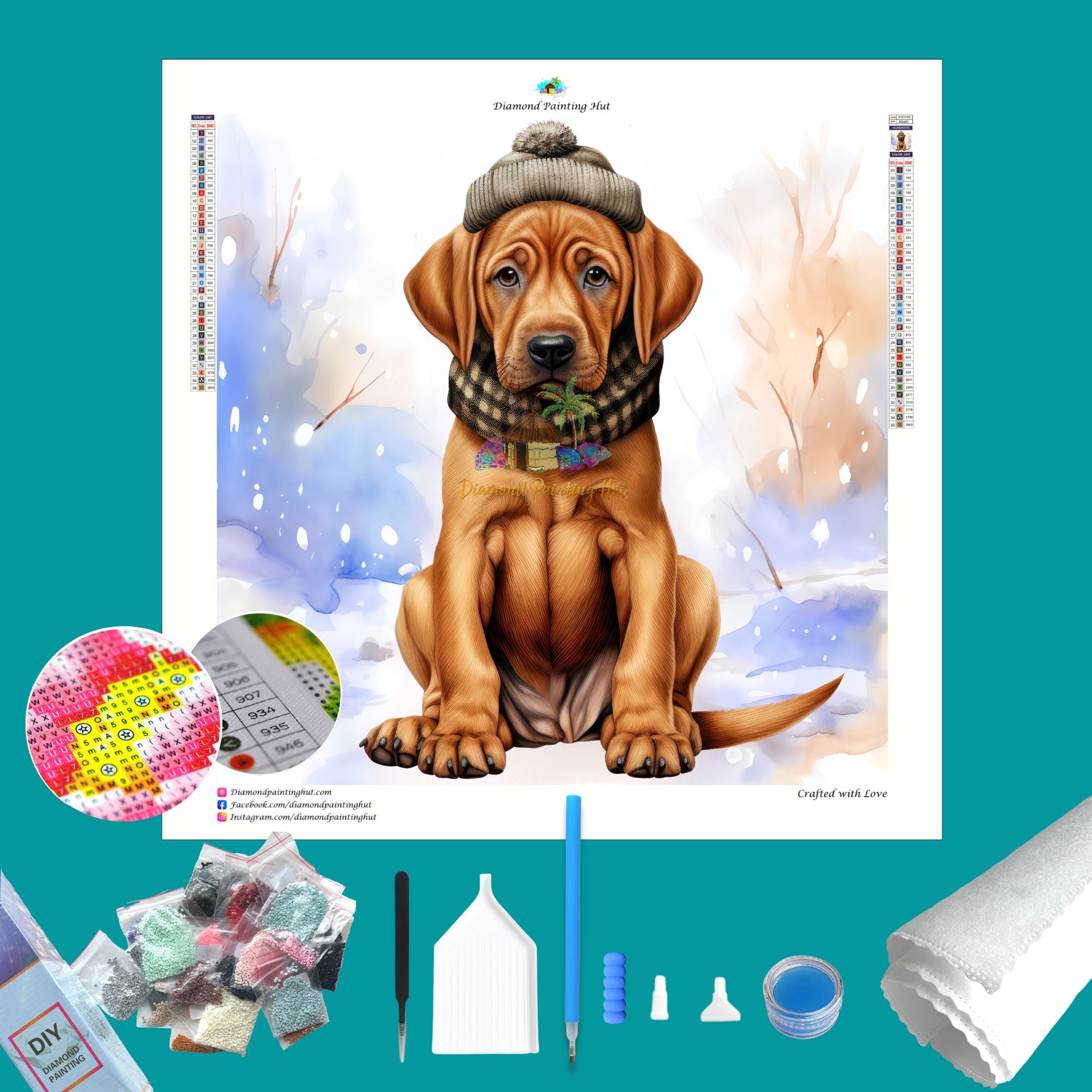 Rhodesian Ridgeback Winter Diamond Painting - Diamond Painting Hut