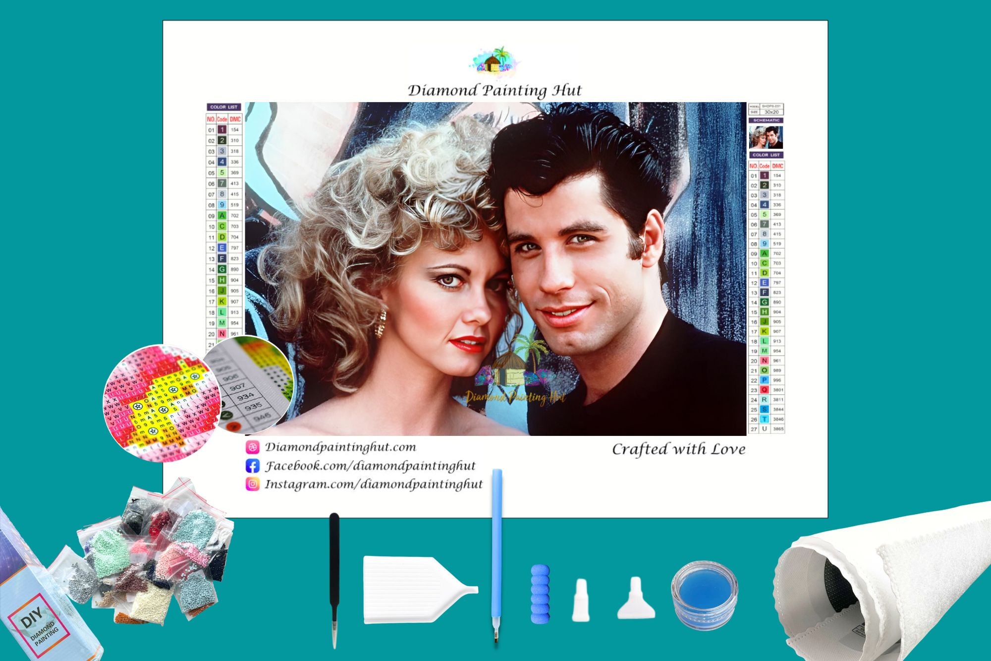 Sandy and Danny Diamond Painting - Diamond Painting Hut