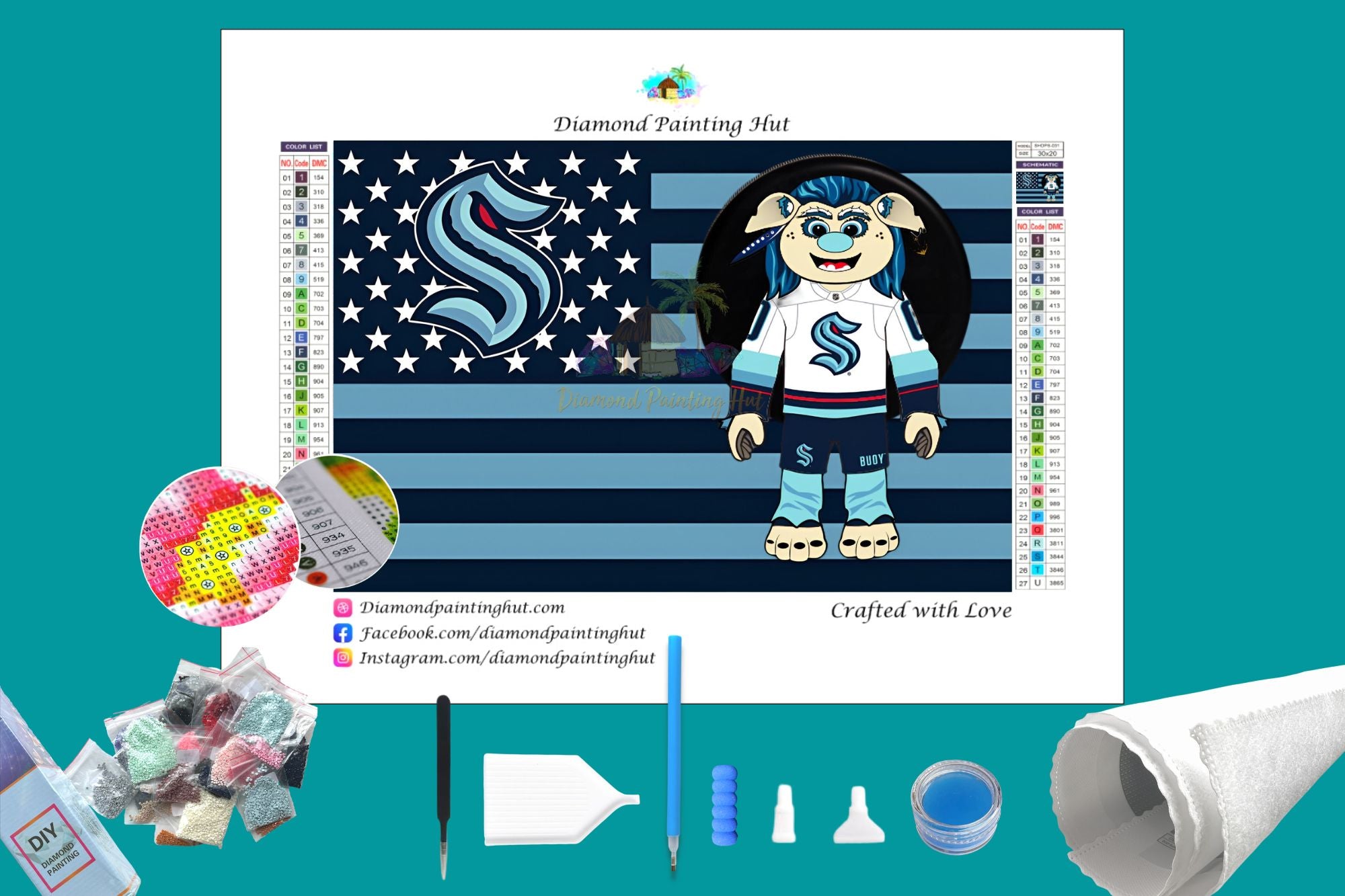 Seattle NHL Mascot Flag Diamond Painting - Diamond Painting Hut