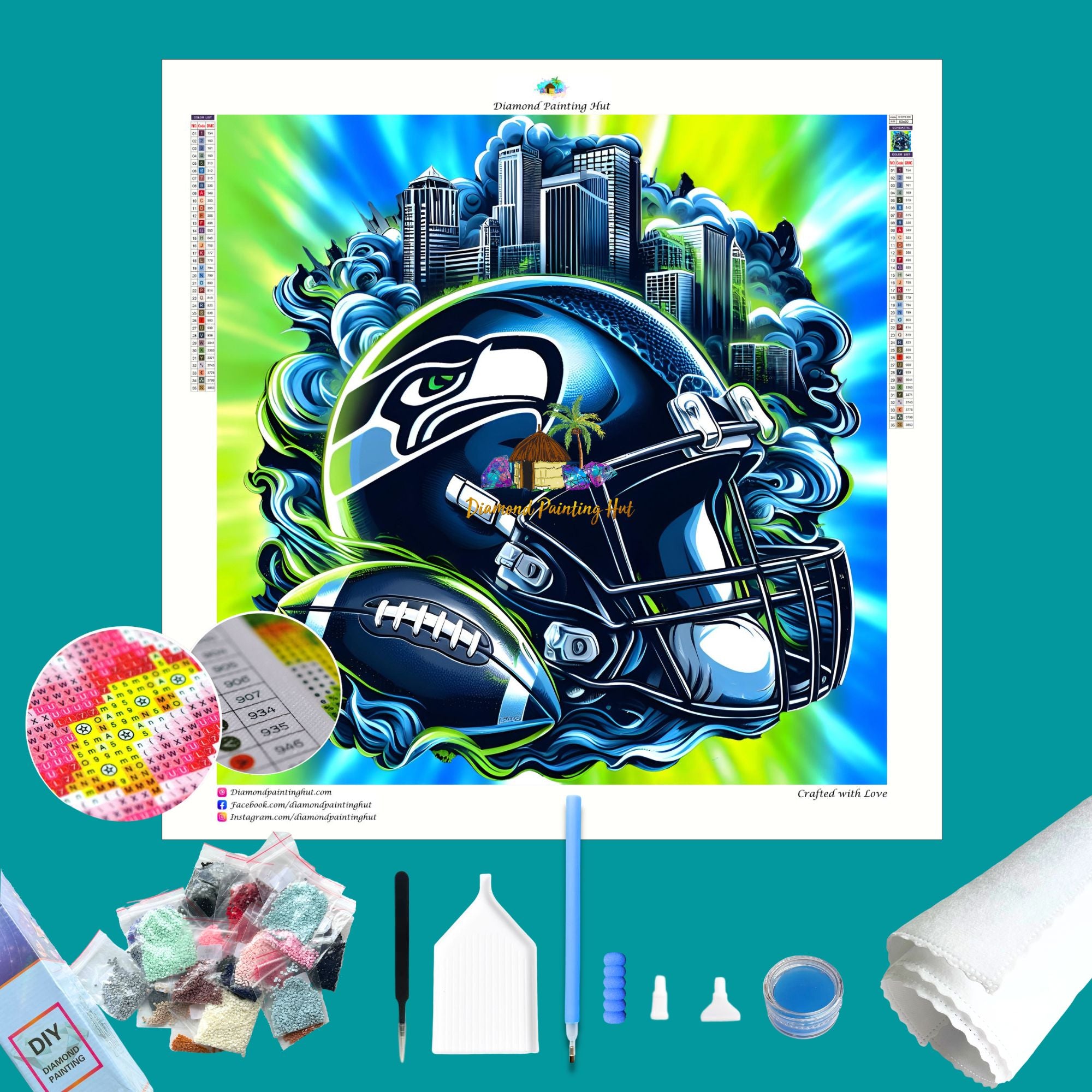 Seattle Seahawks NFL Helmet Diamond Painting - Diamond Painting Hut