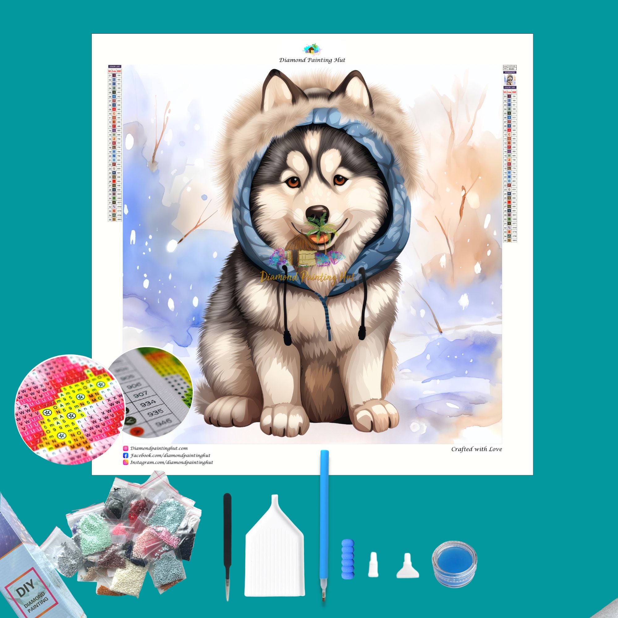 Siberian Husky Winter Diamond Painting - Diamond Painting Hut
