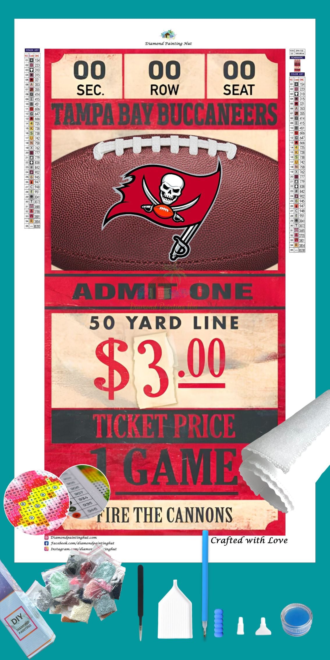 Tampa Bay Buccaneers NFL Ticket Diamond Painting - Diamond Painting Hut