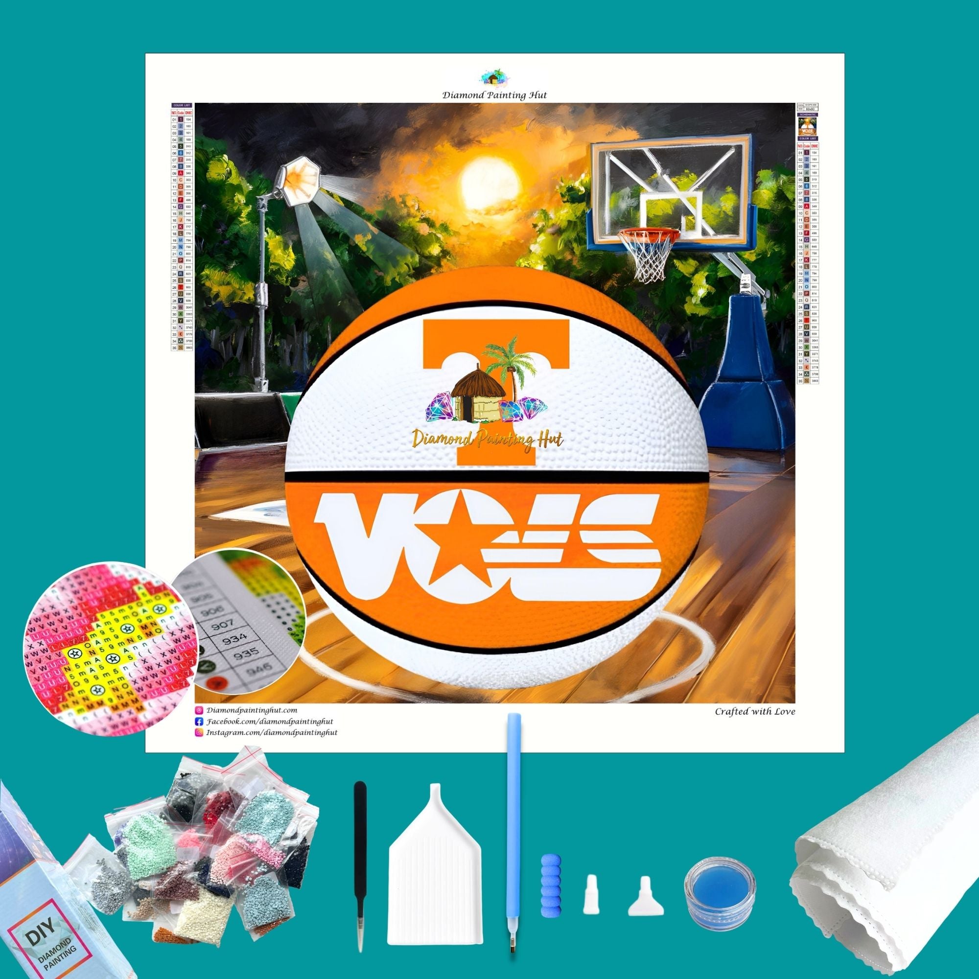 Tennessee Basketball Diamond Painting - 30x30cm / Outside Court / Full ...