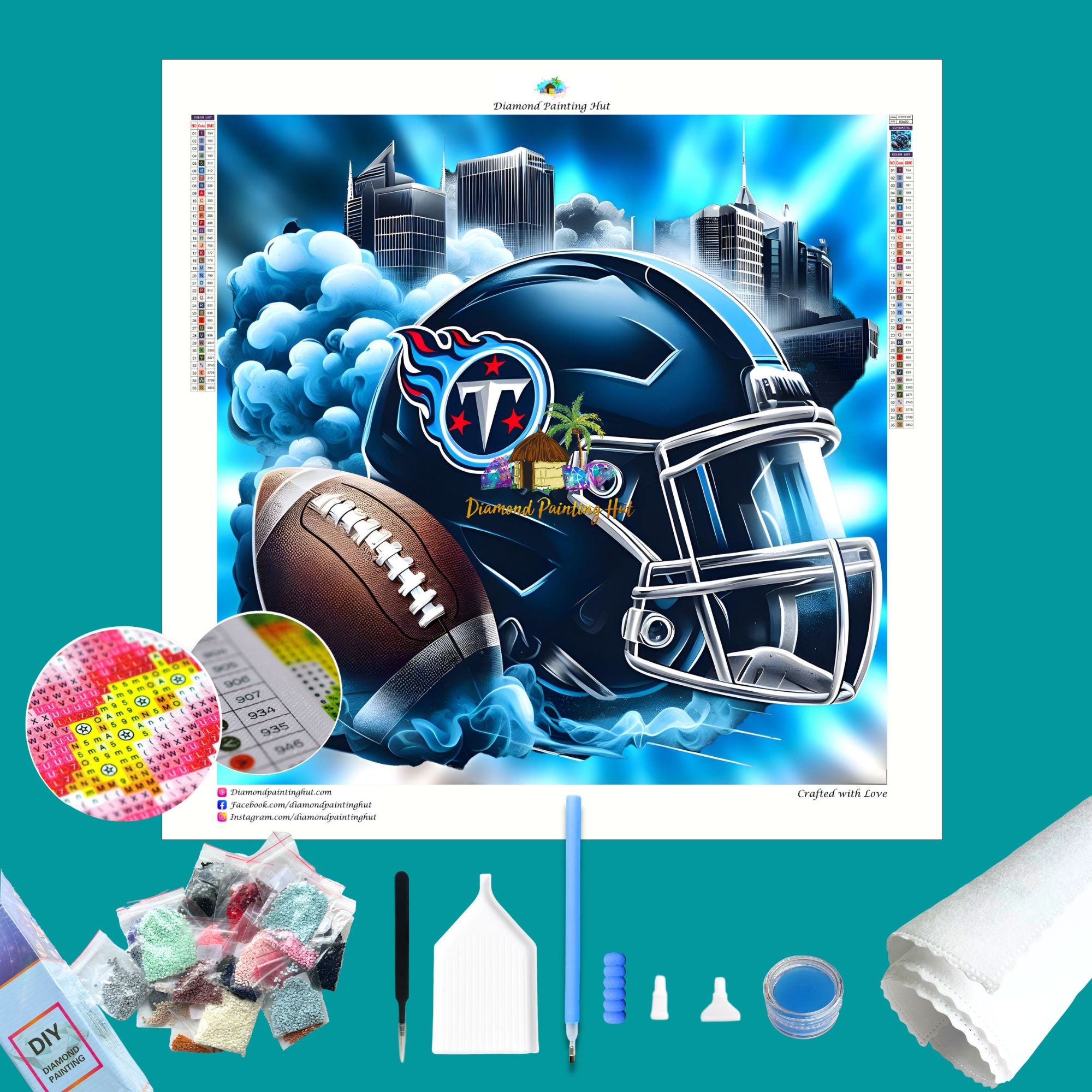 Tennessee Titans NFL Helmet Diamond Painting - 30x30cm / Full Round ...