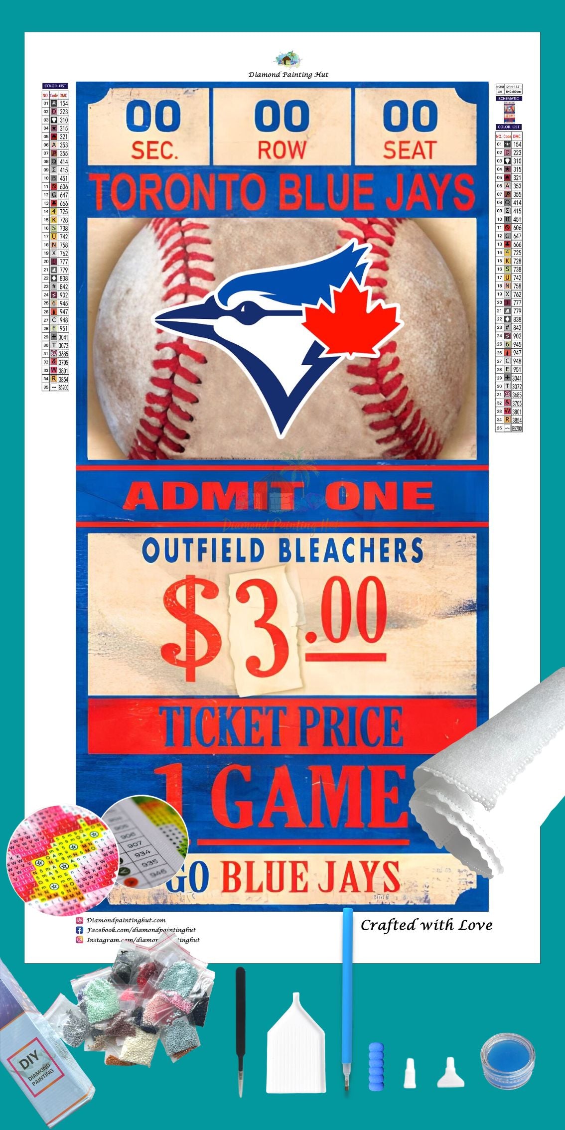 Toronto Blue Jays MLB Ticket Diamond Painting - Diamond Painting Hut