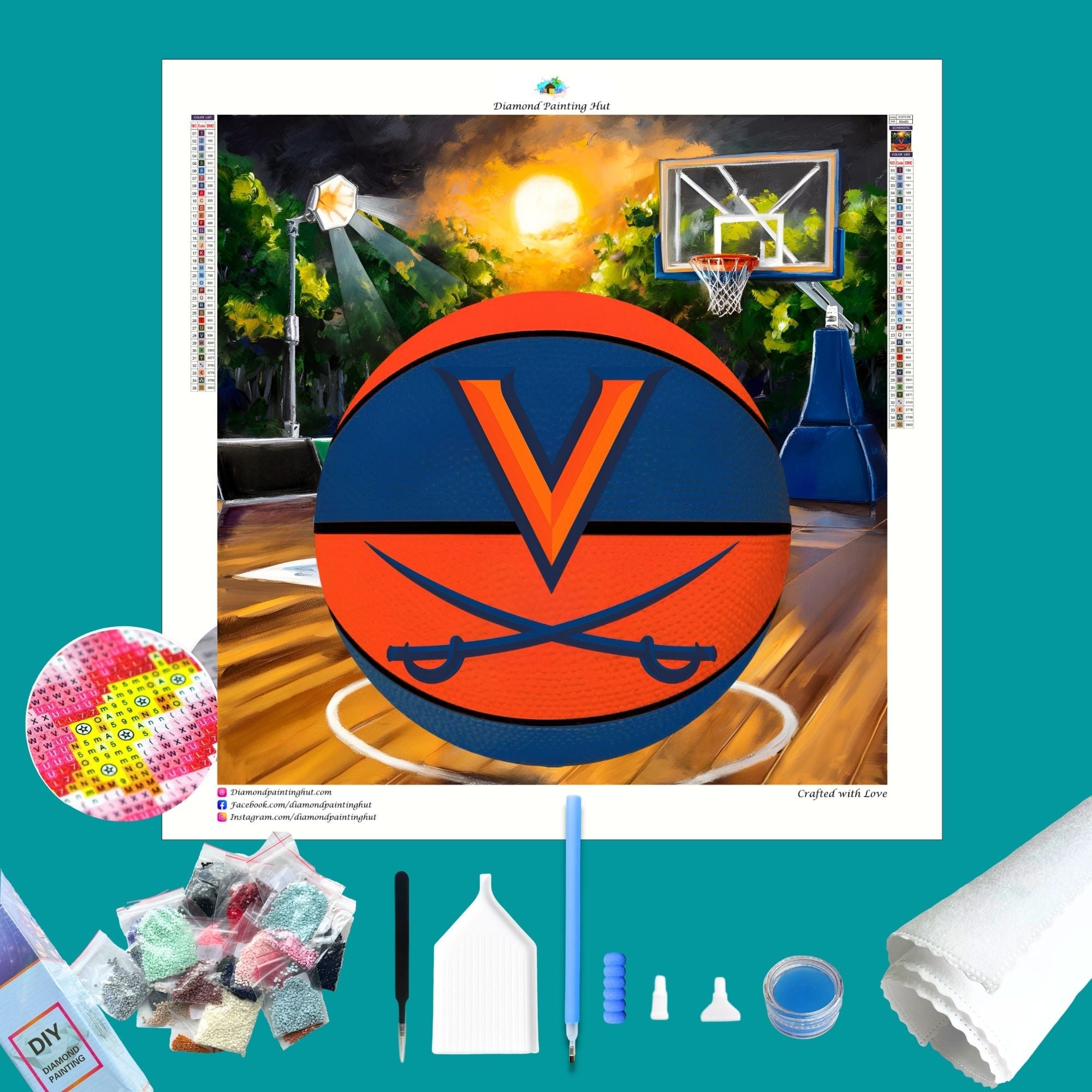Virginia Basketball Diamond Painting - 30x30cm / Outside Court / Full ...