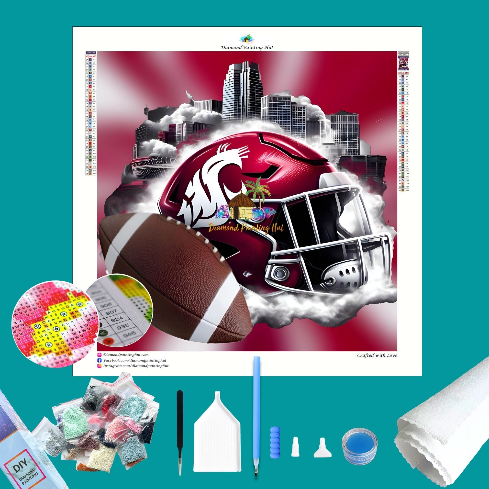 Washington State Football Helmet Diamond Painting - 30x30cm / Full ...