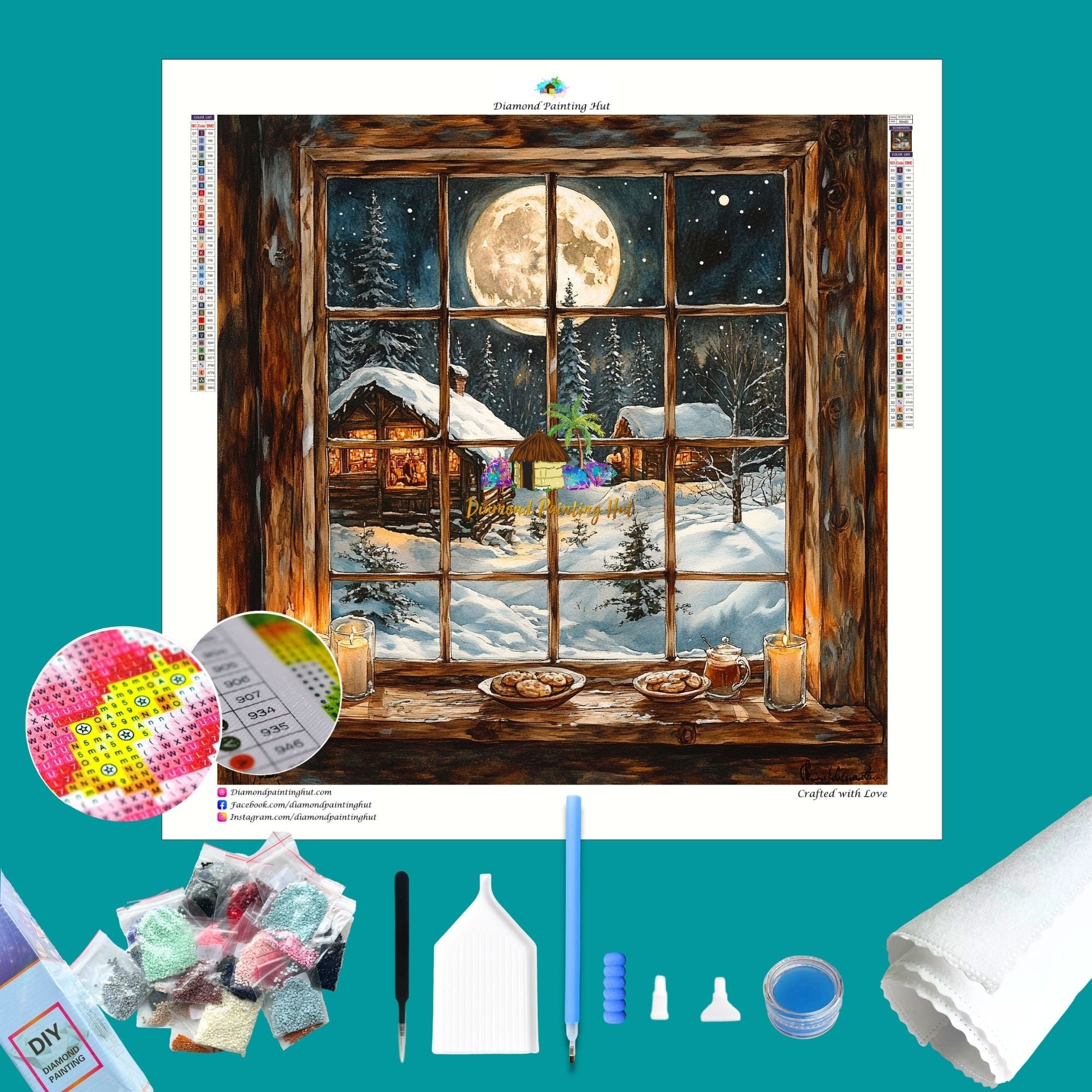 Snowy Cabin Window Diamond Painting - Diamond Painting Hut