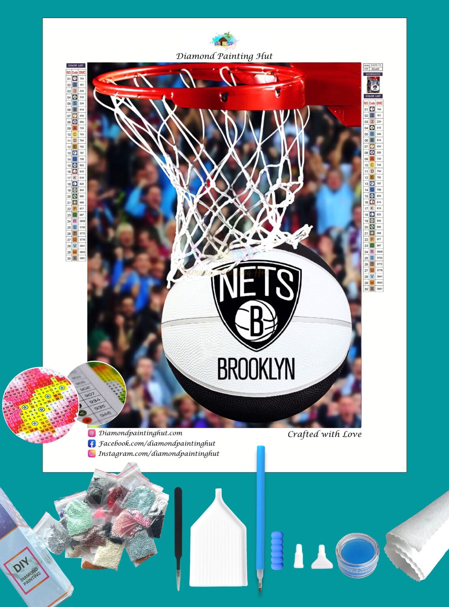 Brooklyn Nets NBA Basketball Diamond Painting - Diamond Painting Hut