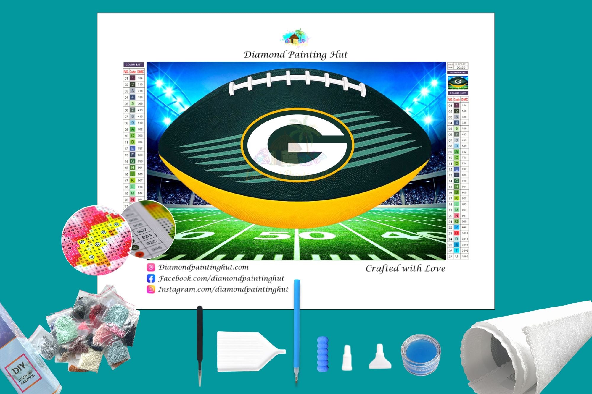 Green Bay Packers NFL Football Diamond Painting - Diamond Painting Hut