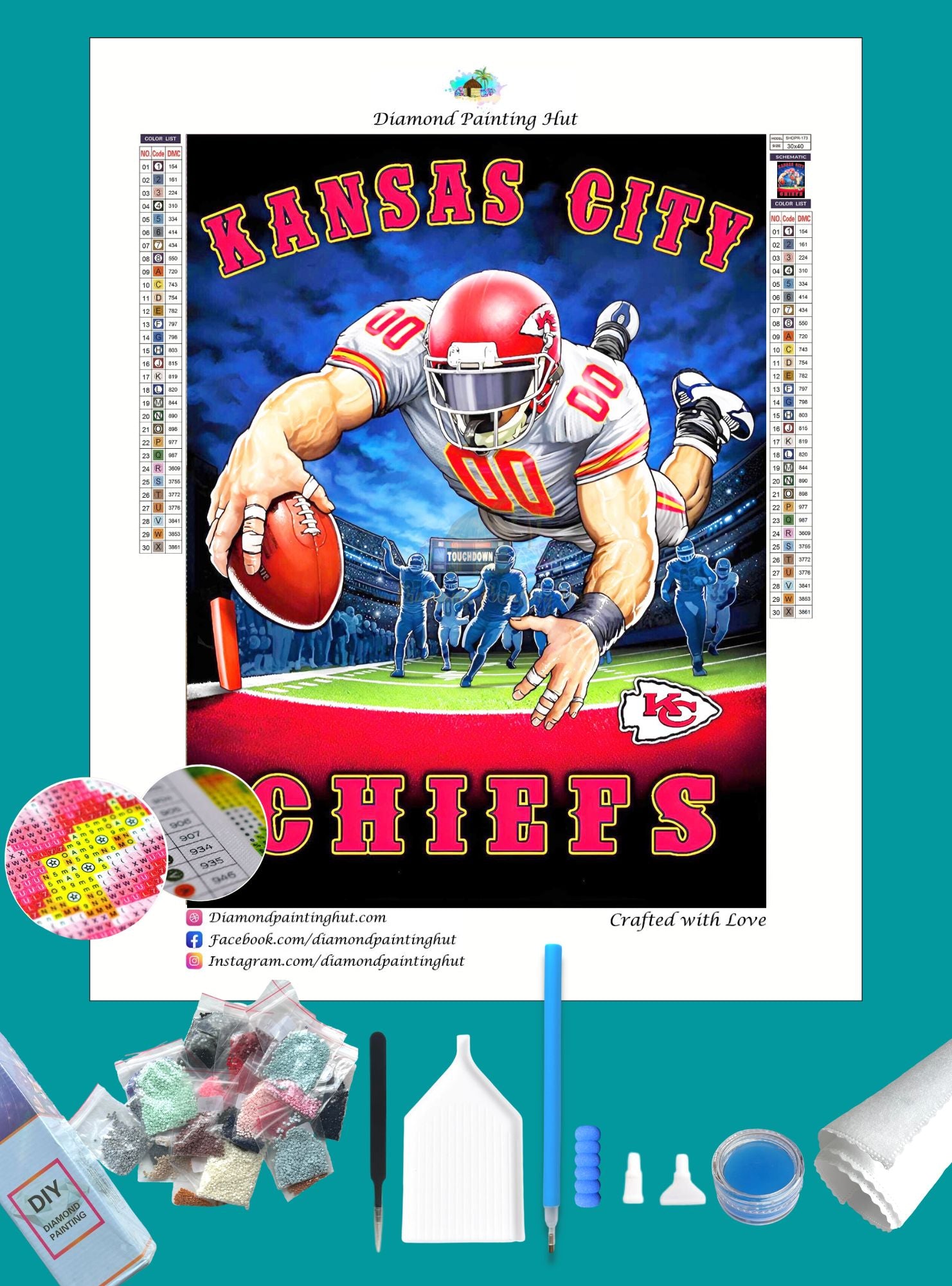 Kansas City Chiefs NFL Diamond Painting - 30x40cm / Full Round Drill ...