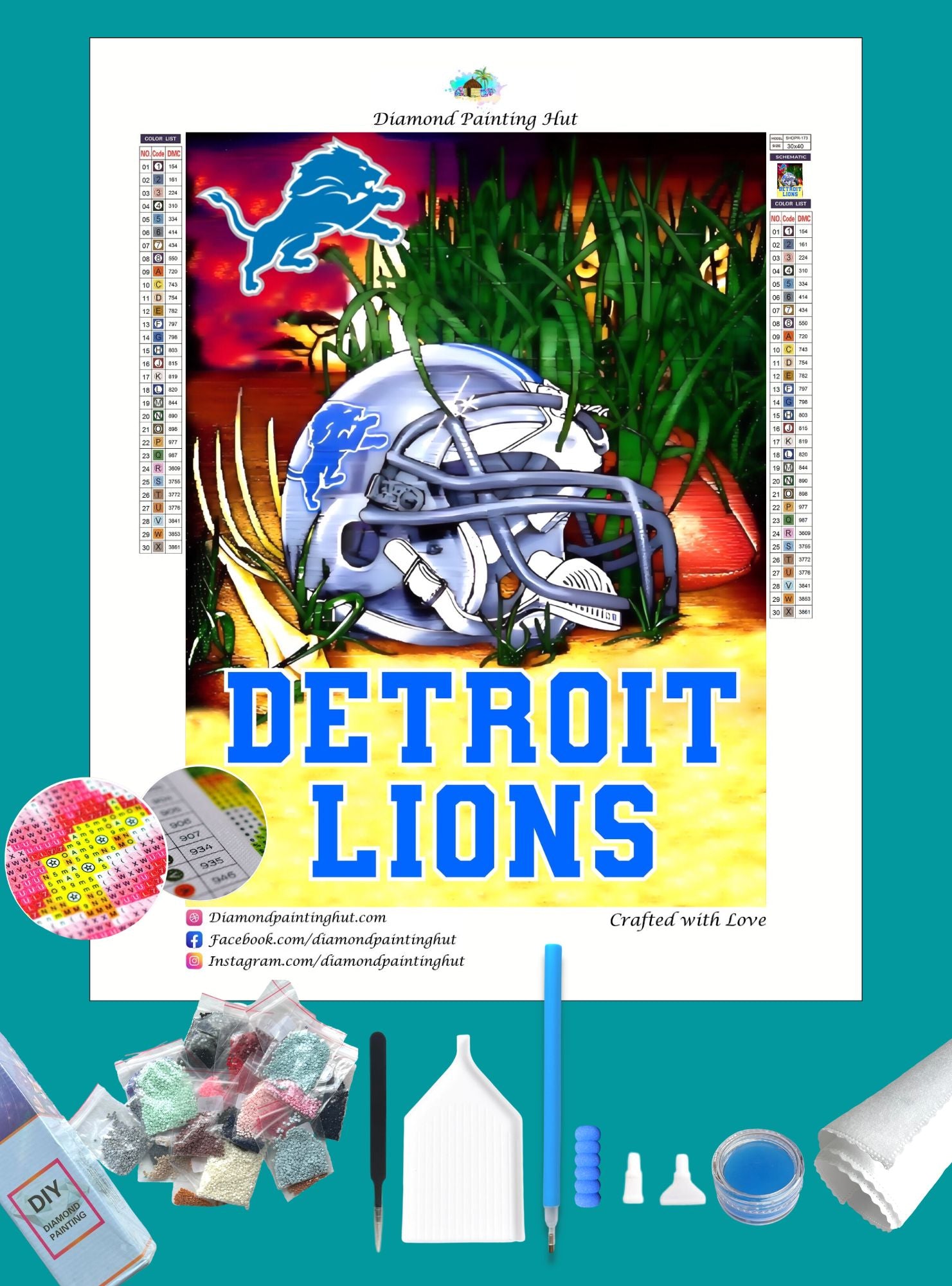 Detroit Lions NFL Home - 30x40cm / Full Round Drill - Diamond Painting Hut