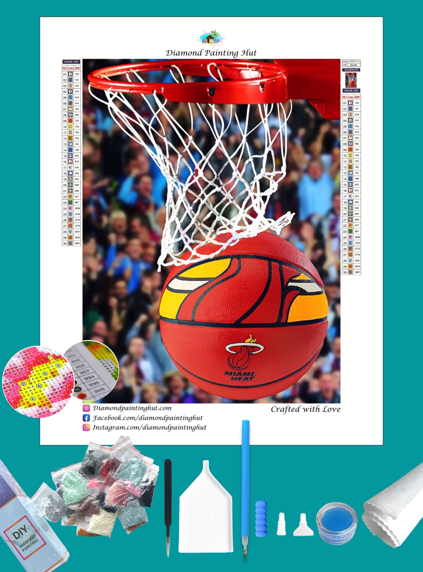 Miami Heat NBA Basketball Diamond Painting - 22x30cm / A / Full Round ...
