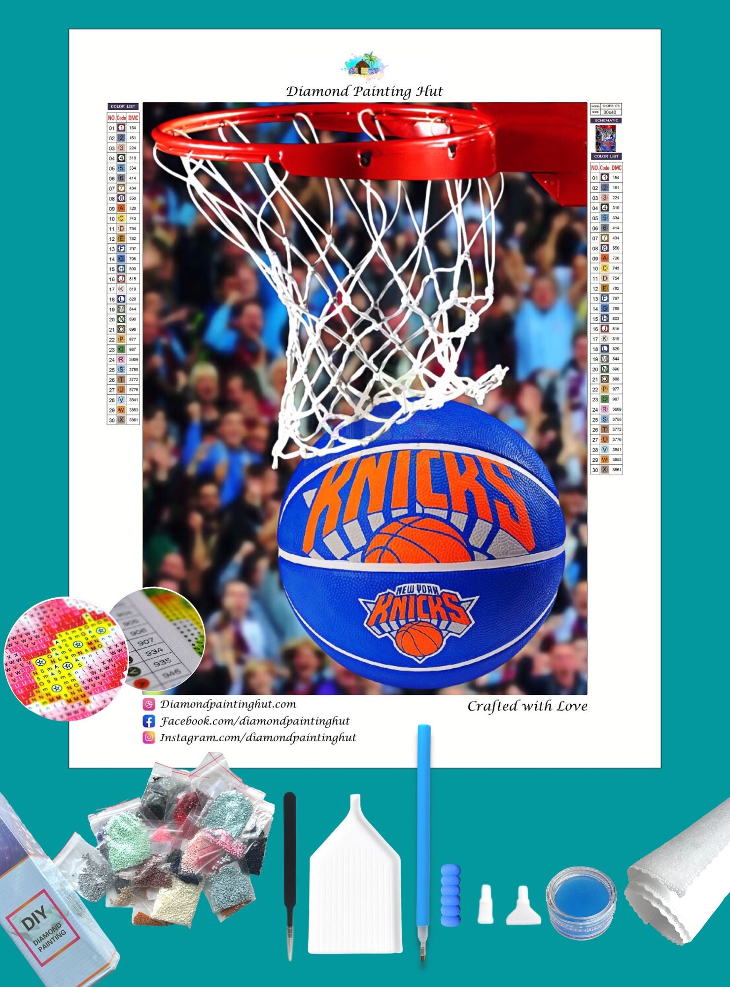 New York Knicks NBA Basketball Diamond Painting - 22x30cm / A / Full ...
